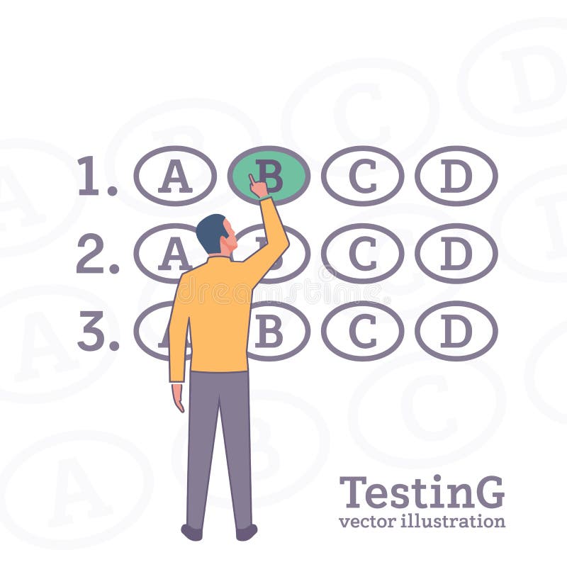 Man on Testing. Vector Illustration, Flat Design Stock Vector ...