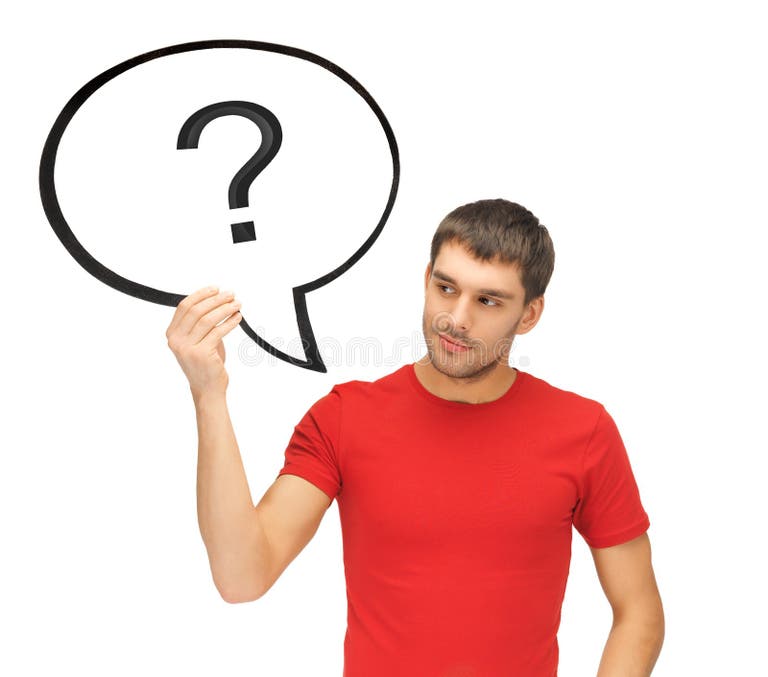 Man with Text Bubble and Question Mark Stock Image - Image of ...