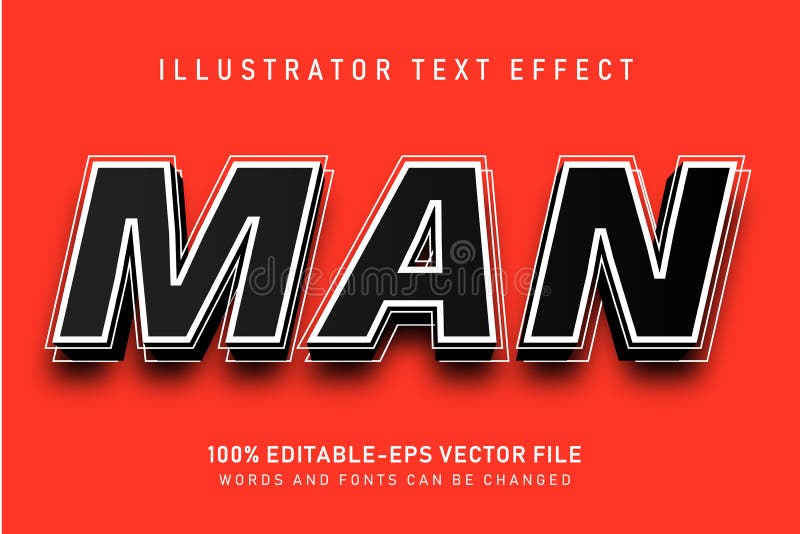 Man Text Effect Design Vector Stock Vector - Illustration of modern ...