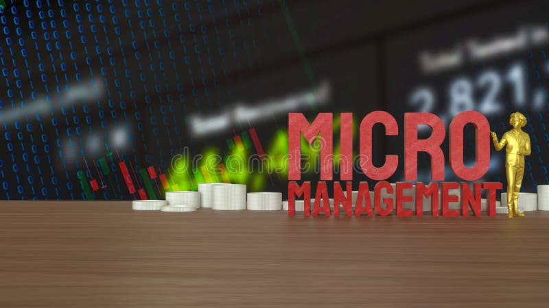 The Man and Text for Micro Management 3d Rendering Stock Illustration ...