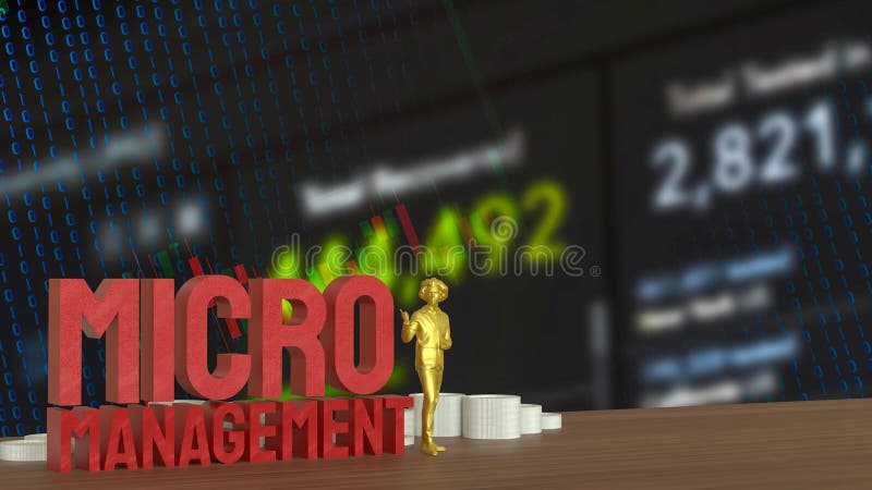 The Man and Text for Micro Management 3d Rendering Stock Illustration ...