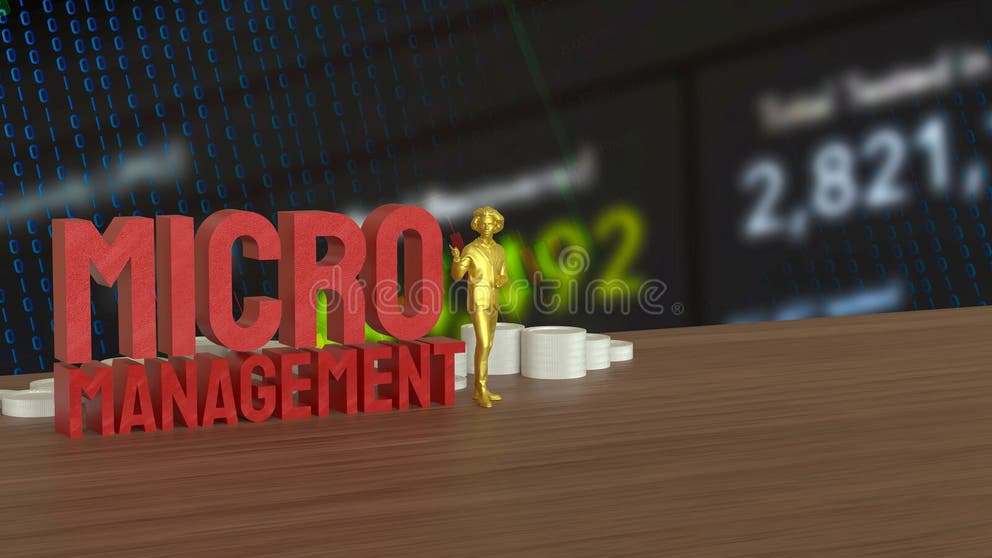 The Man and Text for Micro Management 3d Rendering Stock Illustration ...