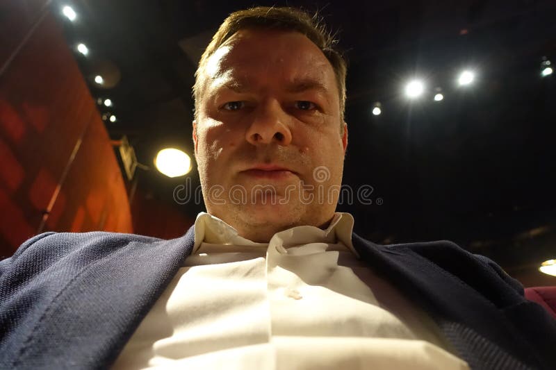 Man in theatre stock photo. Image of facial, interior - 166403324