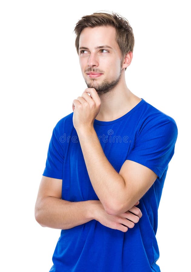Man think of idea stock image. Image of point, finger - 44093625