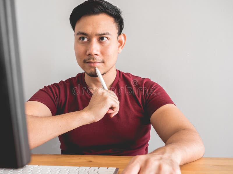 250 Man Watching Computer Think Stock Photos - Free & Royalty-Free ...