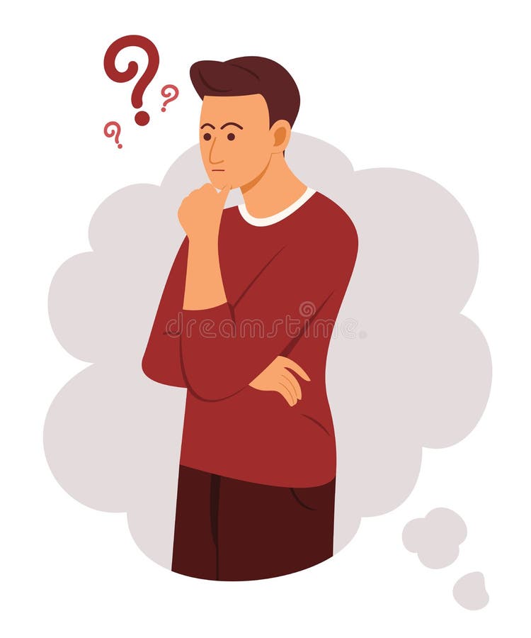 Man Think the Question. stock vector. Illustration of flat - 212639184