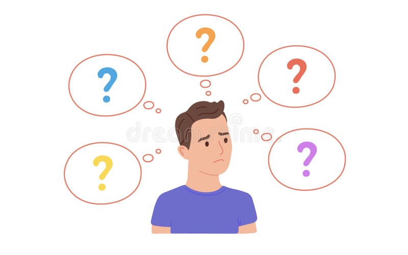 Man Think about Questions and Decision. Boy Lost in Thought ...