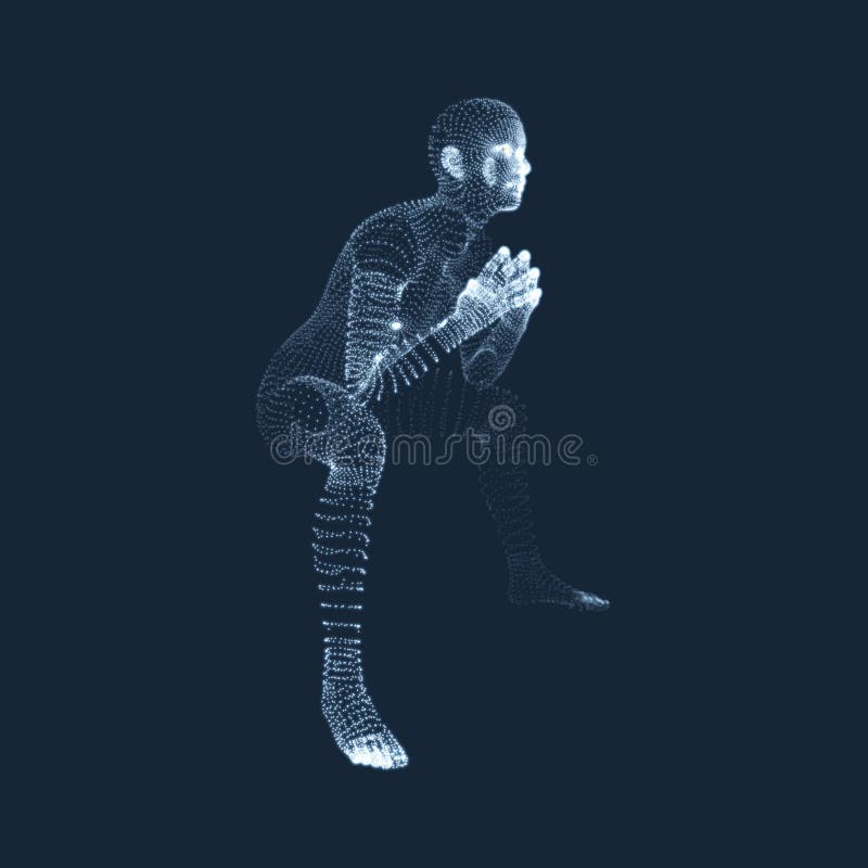 Man in a Thinker Pose. 3D Model of Man. Psychology or Philosophy Vector ...