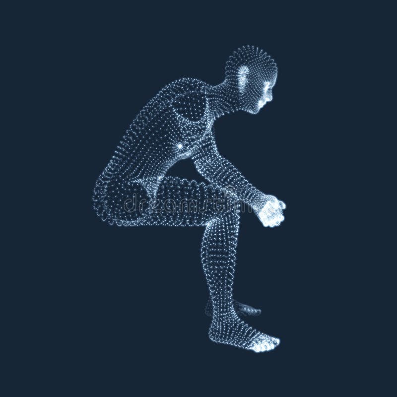Man in a Thinker Pose. 3D Model of Man Stock Vector - Illustration of ...