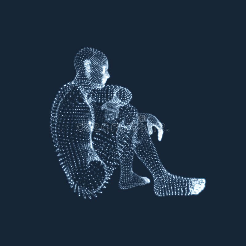 Man in a Thinker Pose. 3D Model of Man Stock Vector - Illustration of ...