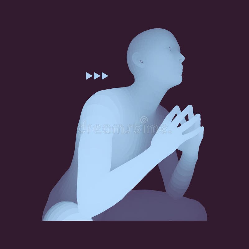 Man in a Thinker Pose. 3D Model of Man Stock Vector - Illustration of ...