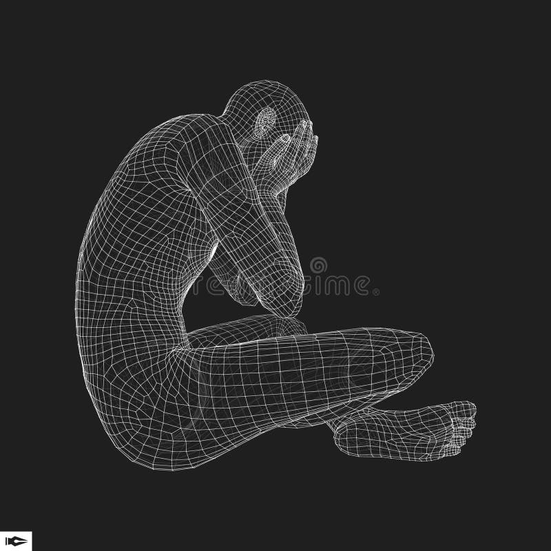 3d Model Man Human Body Wire Sitting Stock Illustrations – 46 3d Model ...