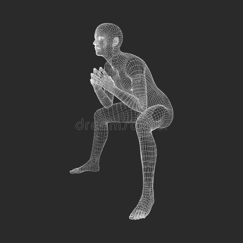 Man in a Thinker Pose. 3D Model of Man Stock Vector - Illustration of ...