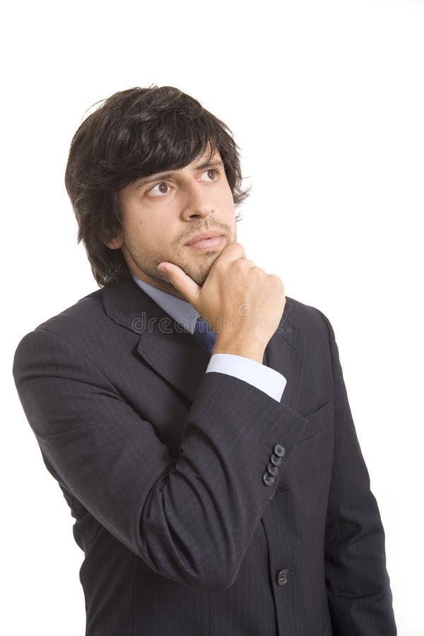 Young man thinking stock photo. Image of contentment - 16357350