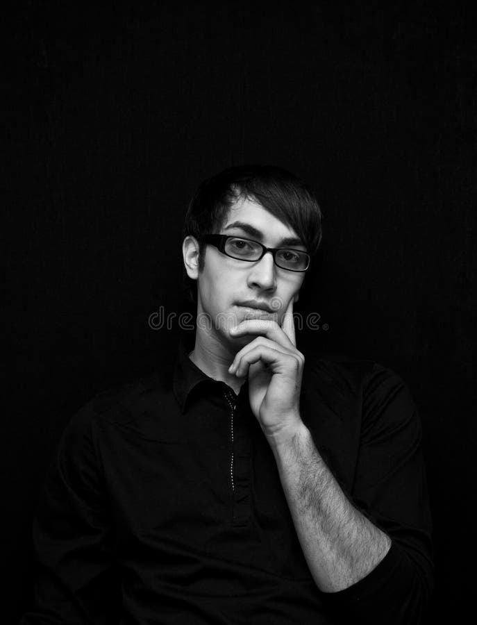 Man thinking stock image. Image of black, glasses, concentrated - 17355001