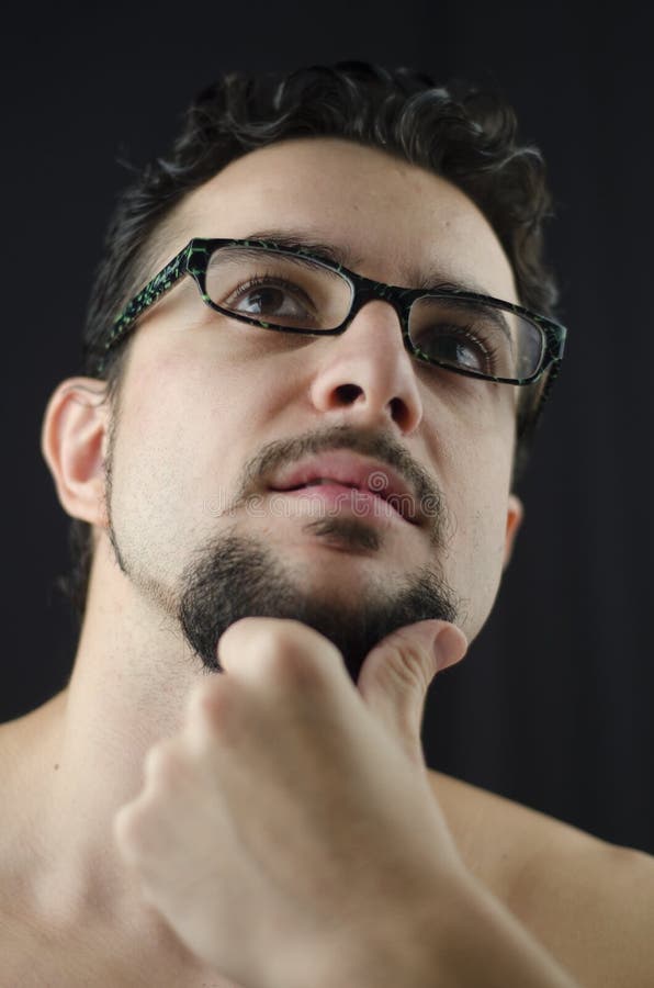 Man thinking stock image. Image of goatee, thoughtful - 26951171