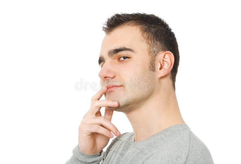 Man thinking stock image. Image of isolated, single, happy - 8123235