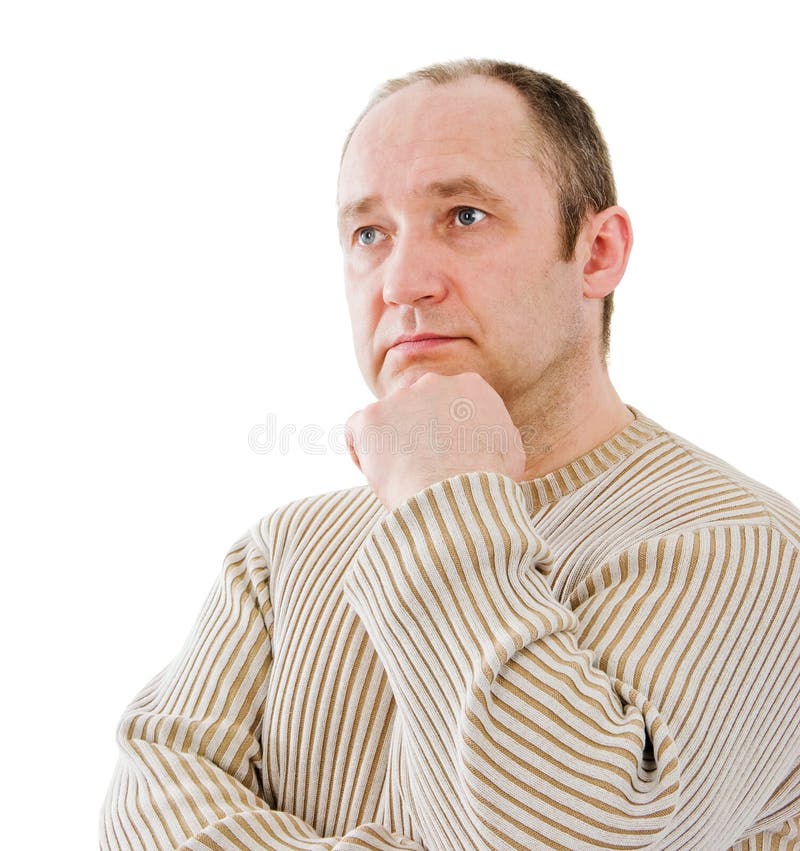Thinking man stock photo. Image of unshaved, mean, freckles - 877132