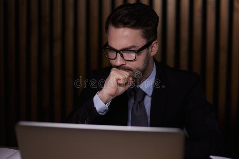 Thoughtful Business Man at His Work Place Stock Image - Image of career ...