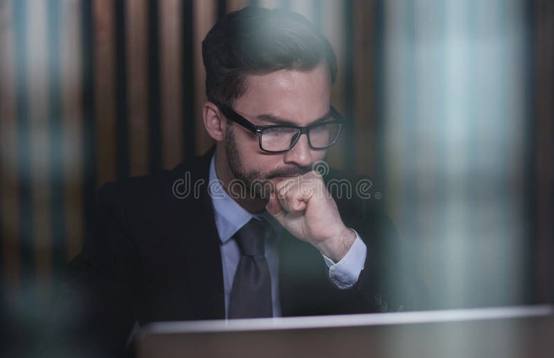 Thoughtful Business Man at His Work Place Stock Photo - Image of ...