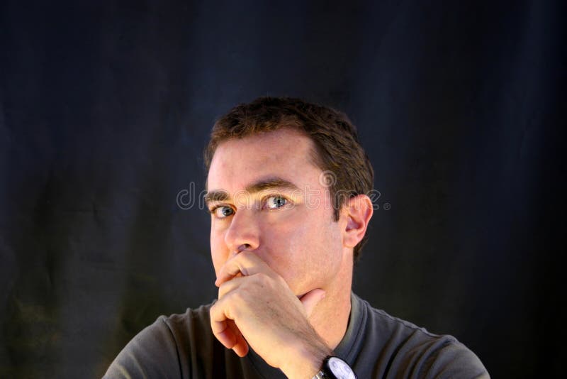 Man Thinking with Black Background Stock Image - Image of college ...