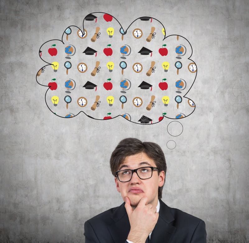 Man thinking stock image. Image of idea, exam, lightbulb - 52055363