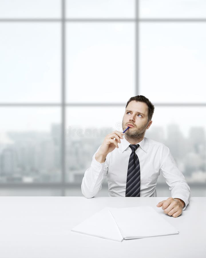Man thinking stock image. Image of marketing, success - 32989927