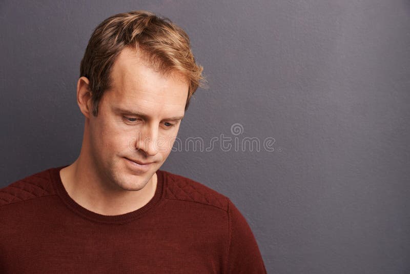 Man, Thinking and Calm Planning in Studio or Remember Idea from History ...