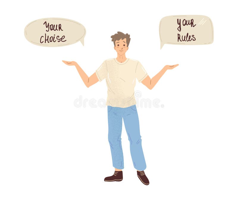 Man Thinking of Choice. Thoughts Bubbles. Vector Illustration Stock ...