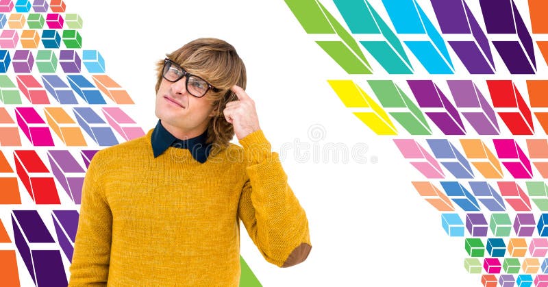 Man Thinking with Colorful Question Marks Stock Image - Image of casual ...