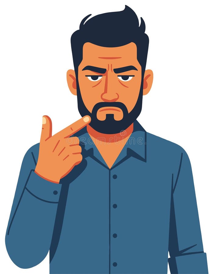 Man Thinking Confused Expression Finger Beard Doubt Suspicion Decision ...