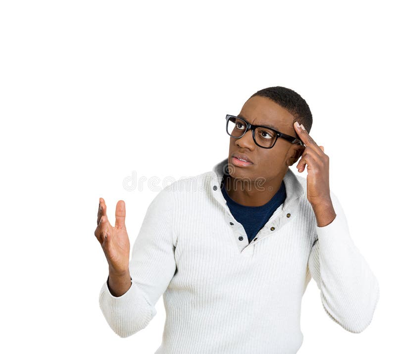 Man Thinking Daydreaming Trying Hard To Remember Something Looking Up