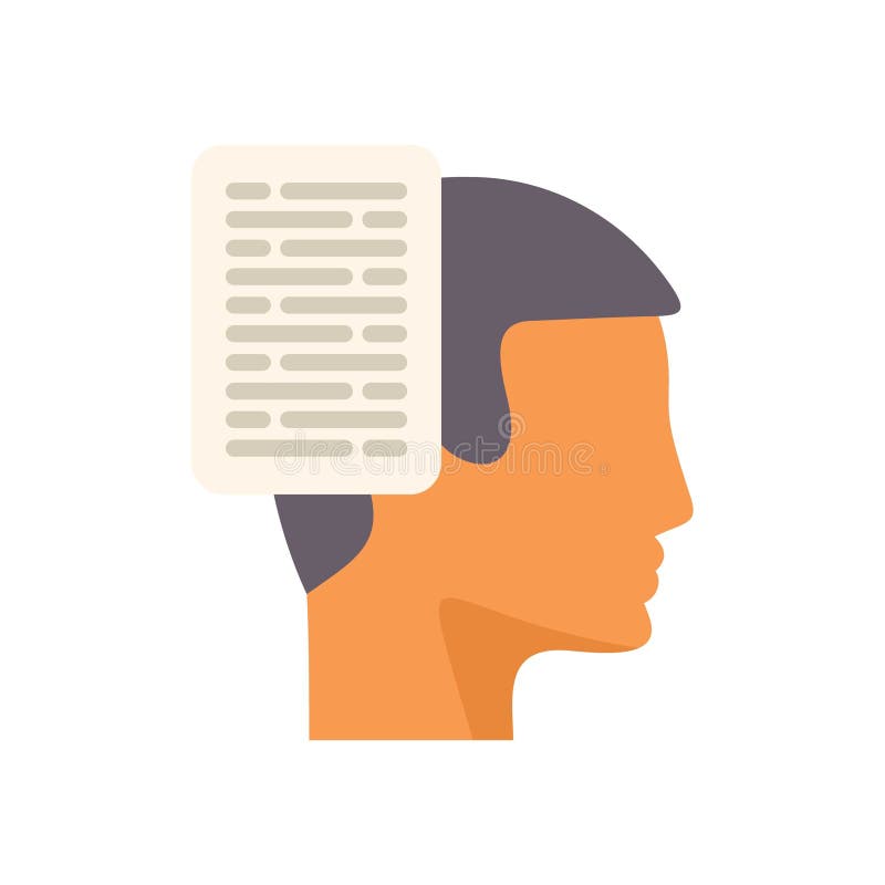 Man Thinking with Document in His Head Flat Icon Design Stock Vector ...