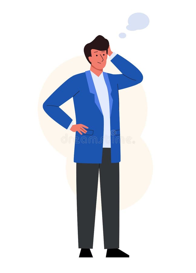 Man Thinking with Empty Thought Bubble. Male Character Stock Vector ...
