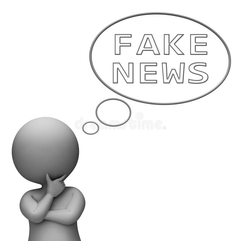 Man Thinking about the Fake News 3d Illustration Stock Illustration ...