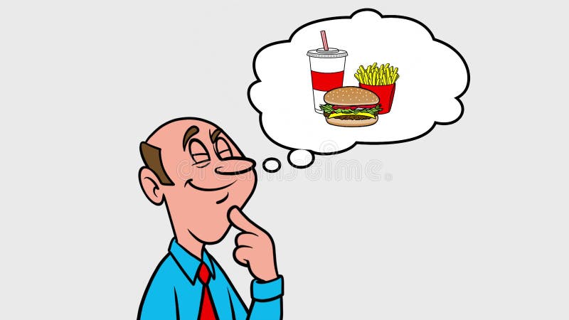 Man Thinking about Fast Food - 4k Animation with Alpha Channel, No ...