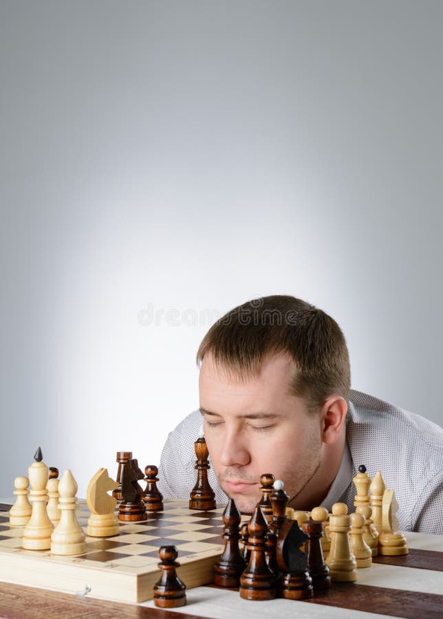 The Man is Thinking about a Game of Chess Stock Photo - Image of king ...