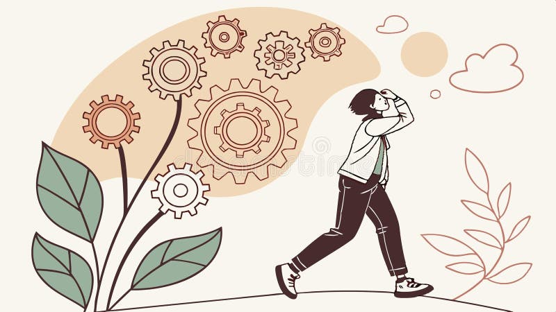 Man Thinking Gears Mind, Idea Generation and Mental Process Concept ...