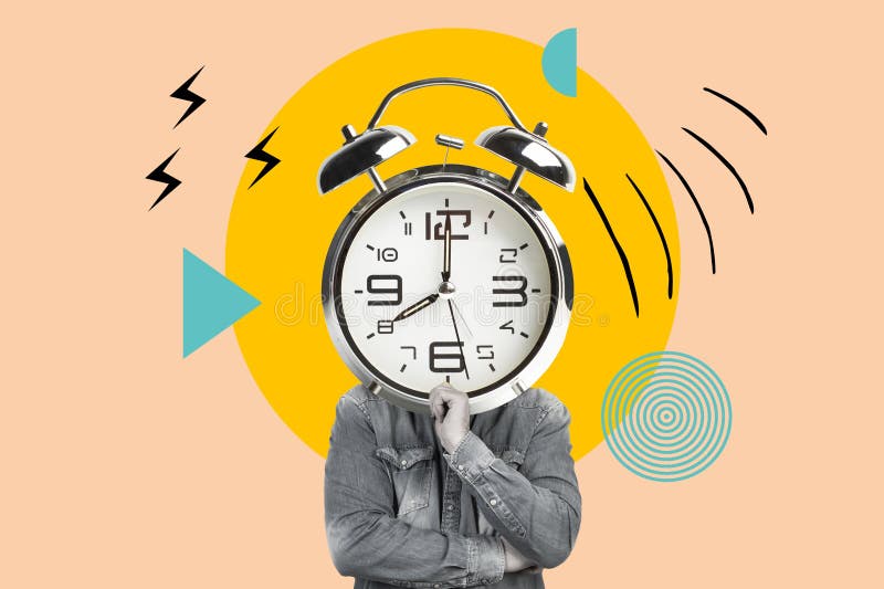 Man with Thinking Gesture and a Clock in the Place of His Head Stock ...