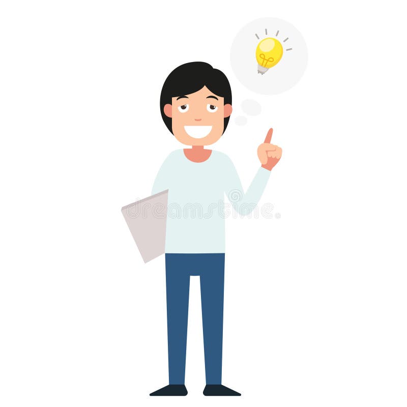 Man is Thinking of Good Ideas Stock Vector - Illustration of flat ...