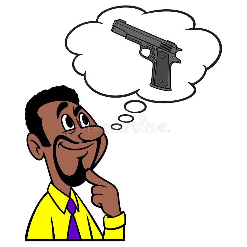 Man Thinking about a Handgun Stock Vector - Illustration of weapon ...