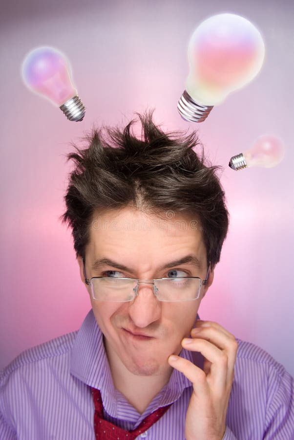 Man thinking hard. stock image. Image of ideas, glasses - 37453223