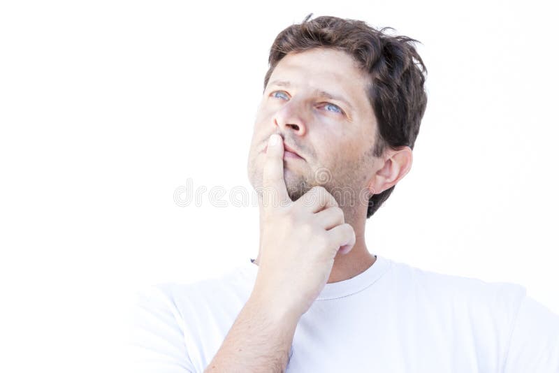 Man is thinking stock image. Image of concentrate, head - 82924747
