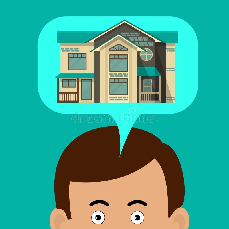 The Man is Thinking about House. House in a Speech Cloud. Stock Vector ...