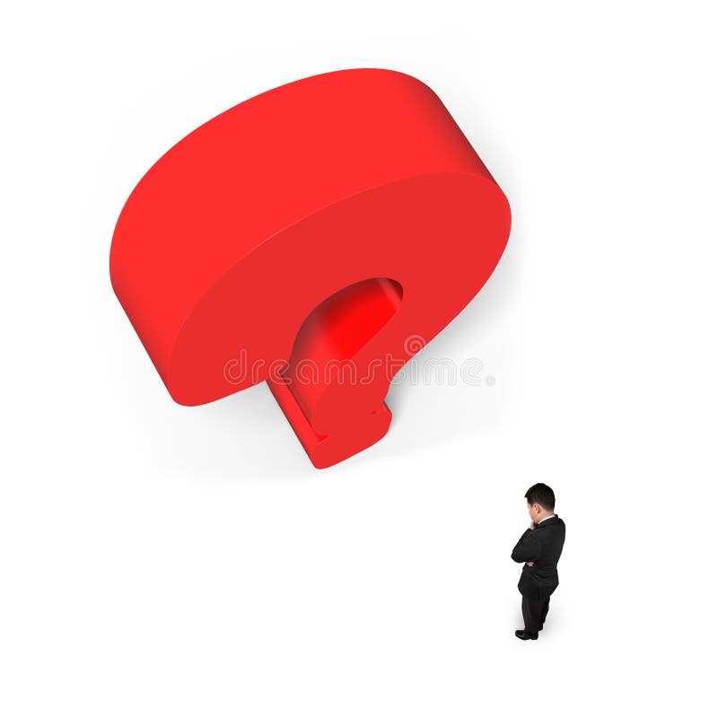 Man Thinking with Huge 3D Red Question Mark White Background Stock ...