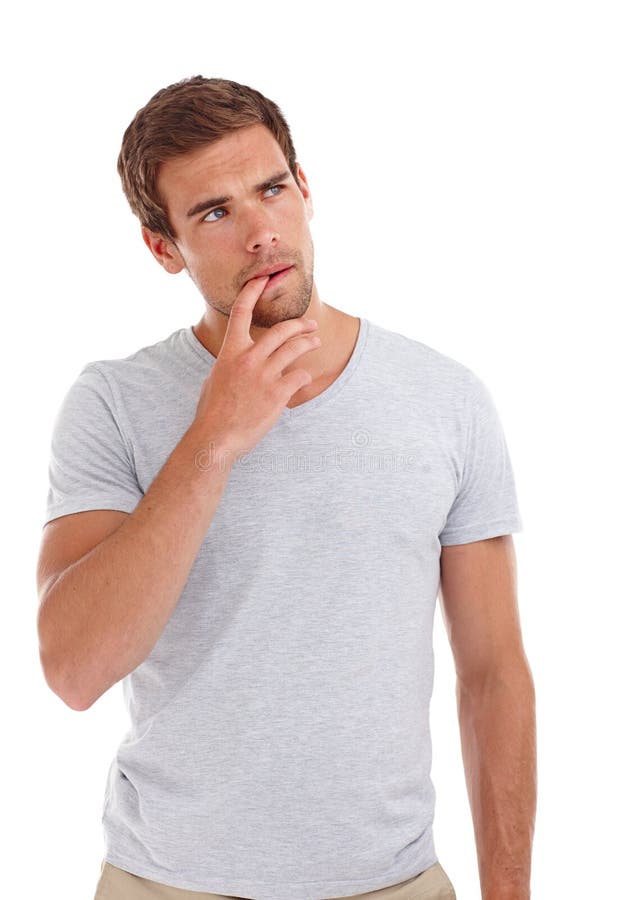 Man, Thinking of Ideas and Inspiration for Solution, Insight and ...