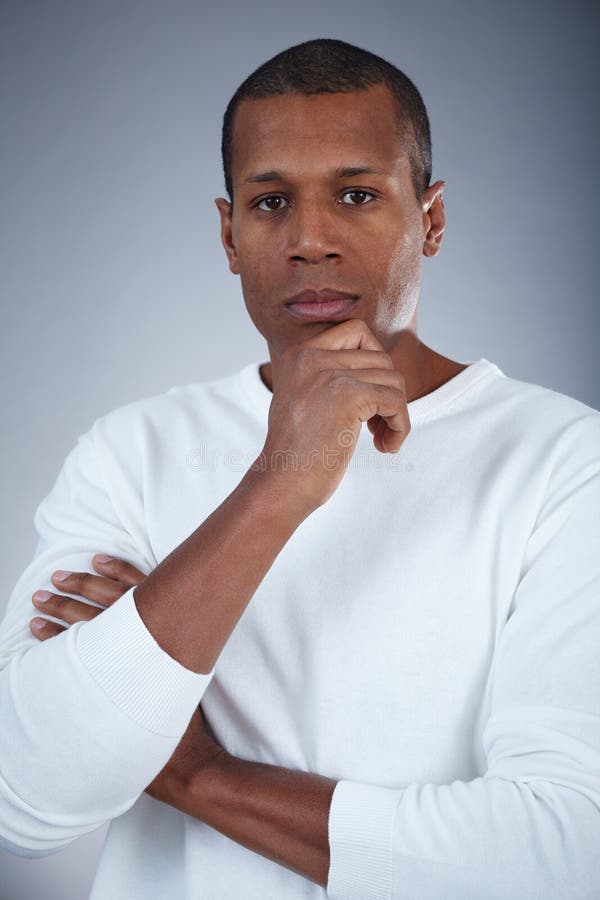 Man thinking stock image. Image of lifestyle, adult, africanamerican ...