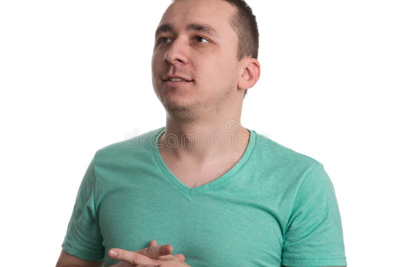 Man Thinking Isolated on White Background Stock Photo - Image of male ...