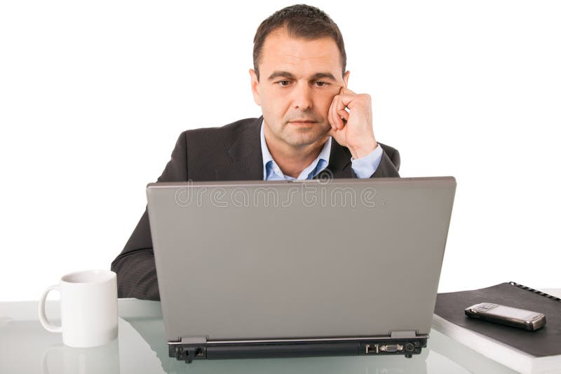 Man thinking laptop stock image. Image of male, business - 19649985
