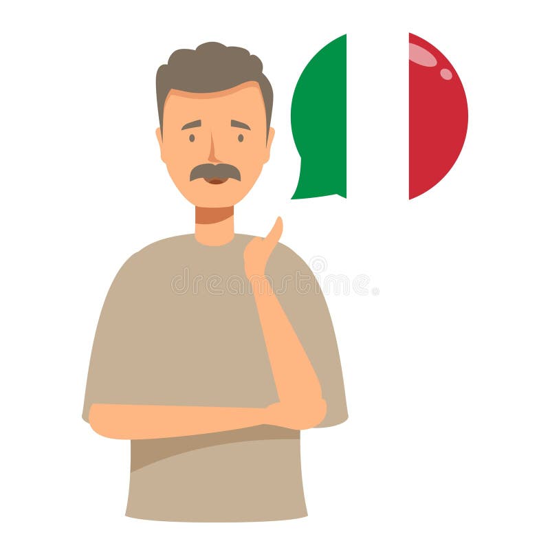 Man Thinking about Learning Italian Language with Italian Flag in ...